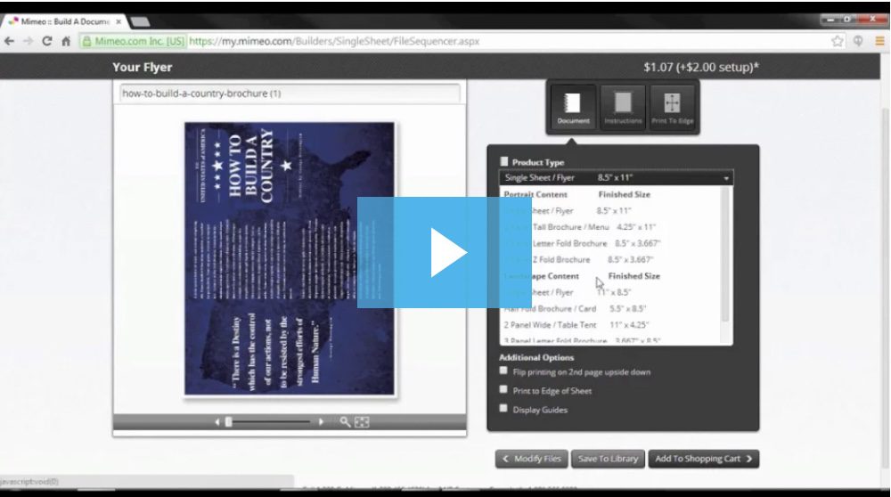 Single Sheet Builder Video - Mimeo.com