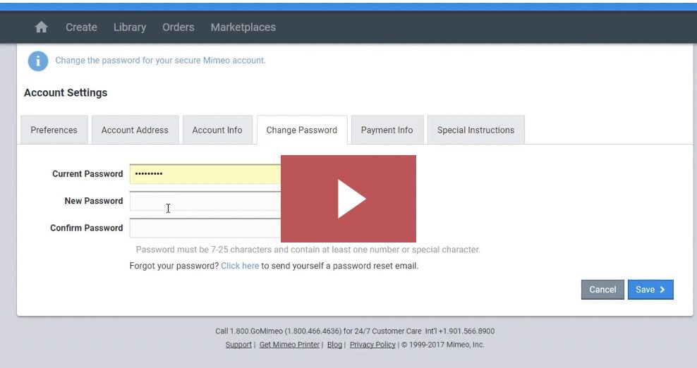 How to Change Your Password in Mimeo Header - Video